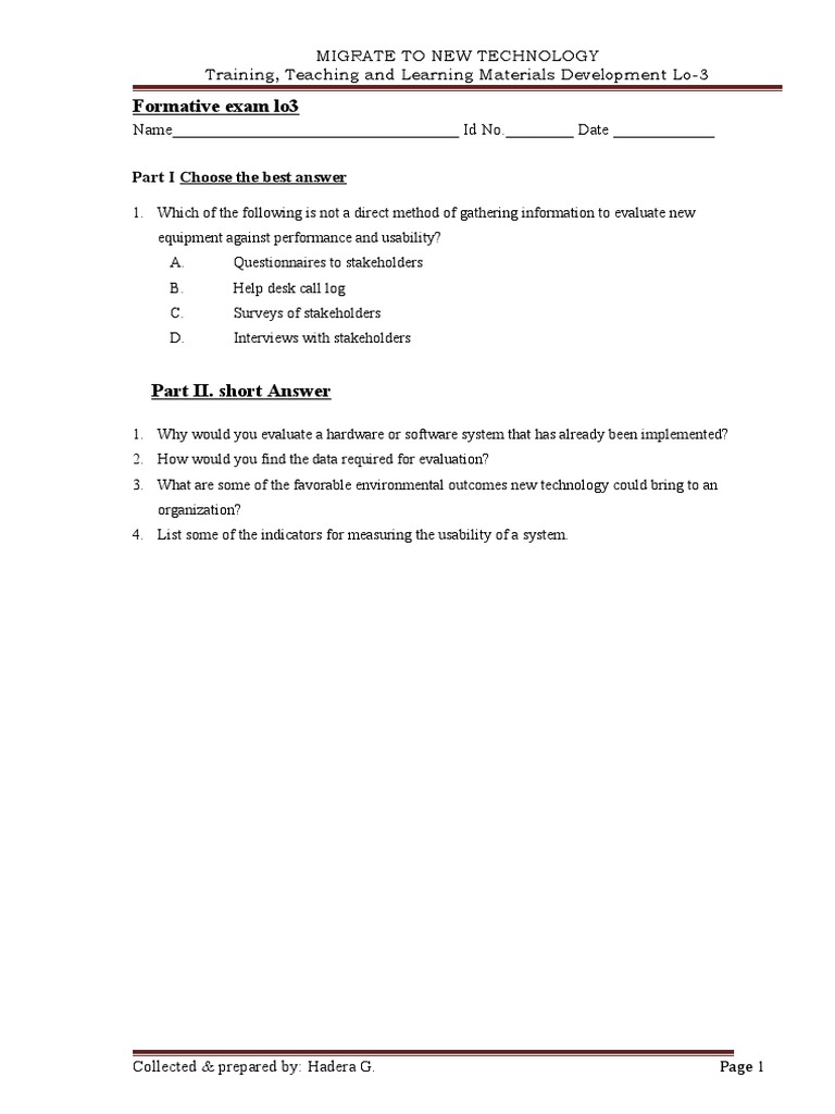 Formative Exam Lo3 | PDF