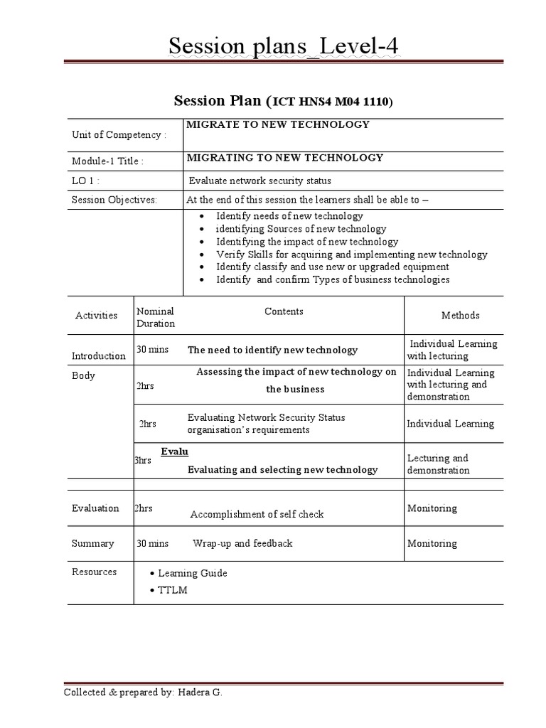 ITHNS Session Plan - L4 | PDF | Educational Technology | Cognitive Science