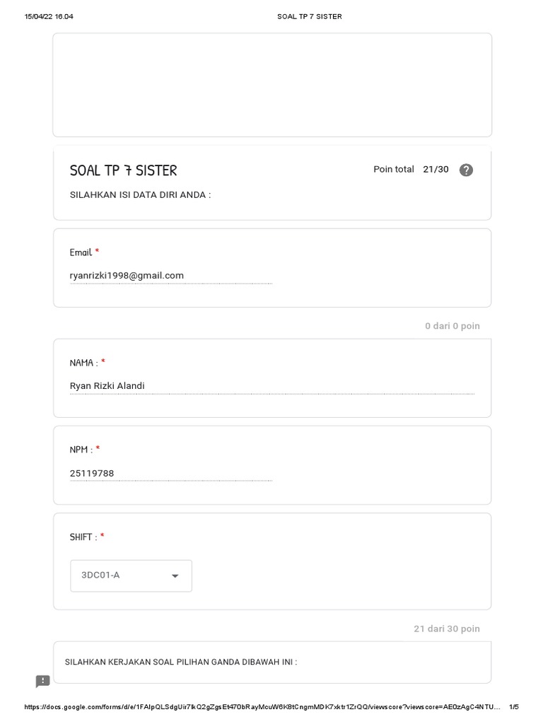 Soal TP 7 Sister | PDF