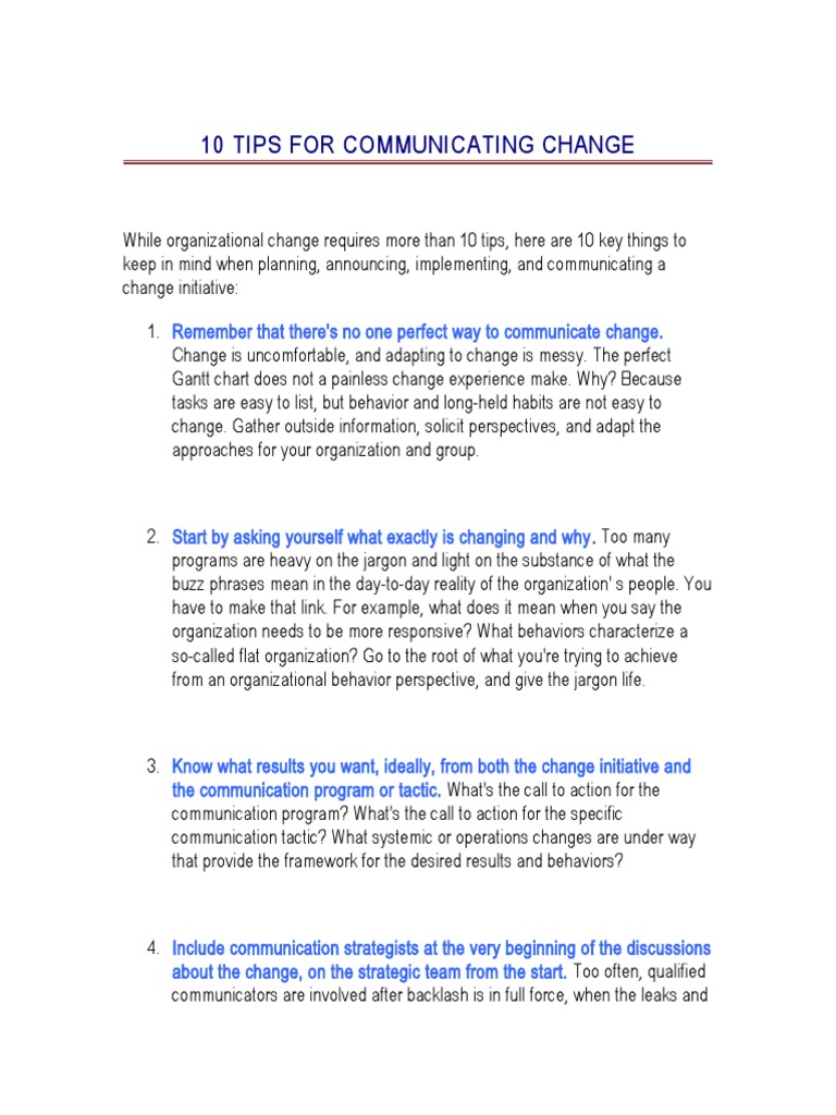 10 Tips For Communicating Change | PDF | Communication | Business