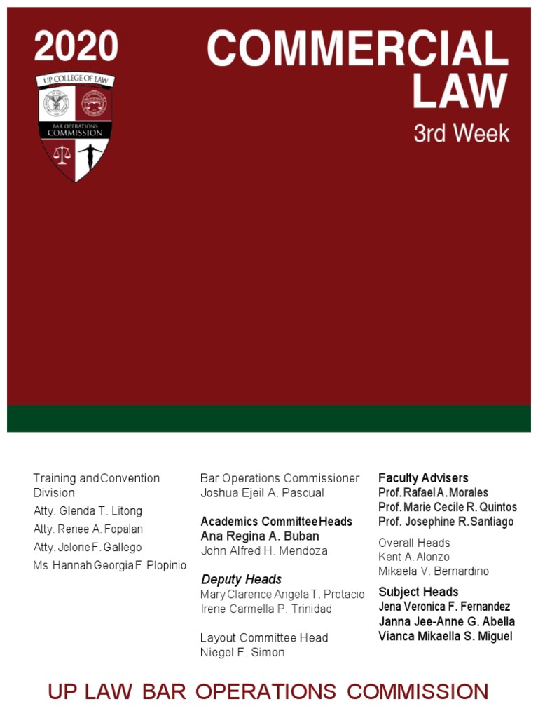 2020 UP BOC Commercial Law | PDF | Insurance | Liability Insurance