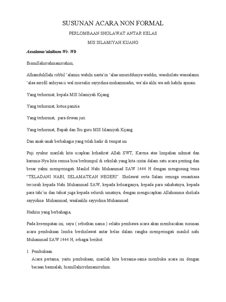 Susunan Acara Non Formal | PDF