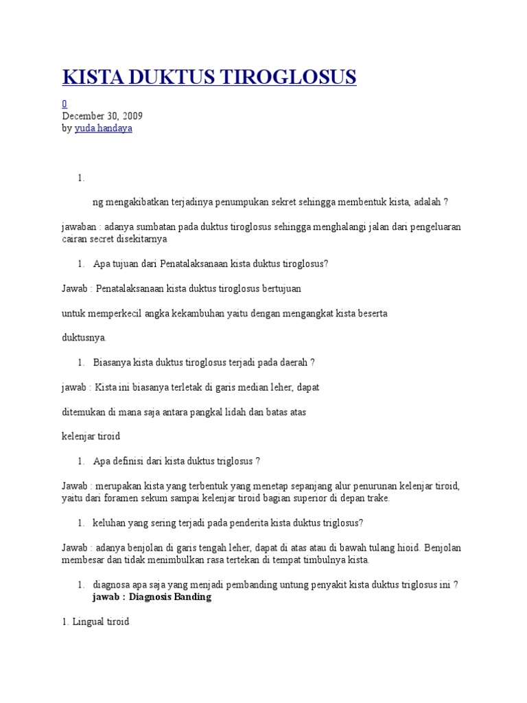 Kista Duktus Tiroglosus | PDF