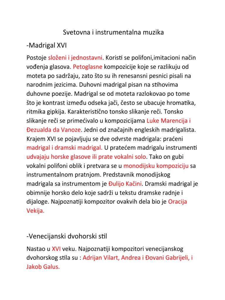 Svetovna I Instrumentalna Muzika | PDF