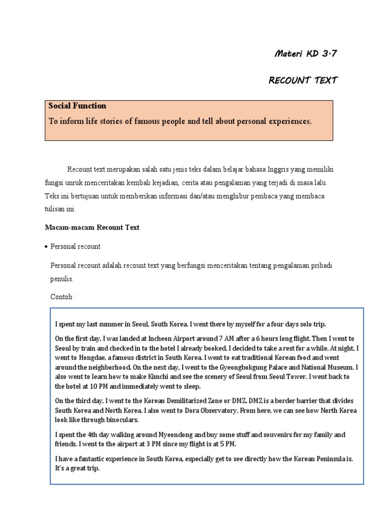Materi KD 3.7 Recount Text: Social Function | PDF | Verb | Seoul