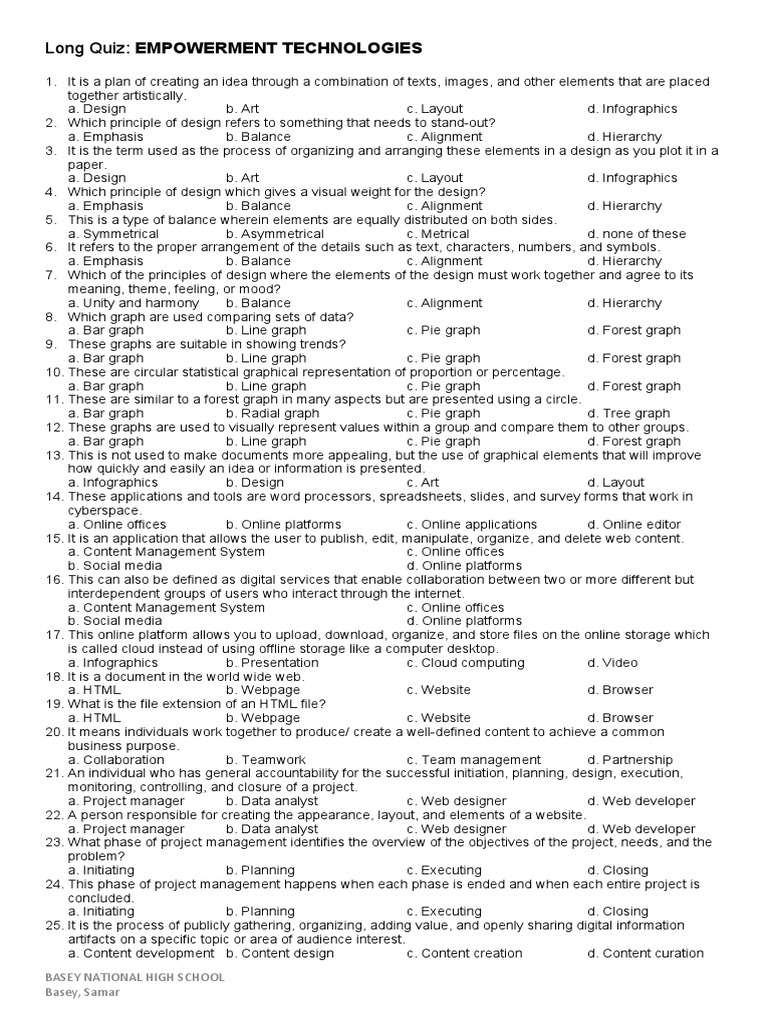 2nd Quarter ET Long Quiz | PDF | Infographics | Websites