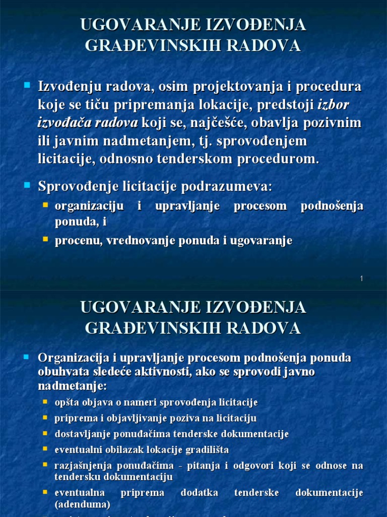 04 Ugovaranje Izvodjenja Gradjevinskih Radova | PDF