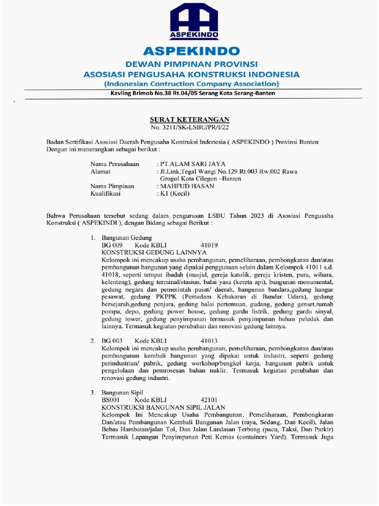 Aspekindo SP Proses L Sbu | PDF