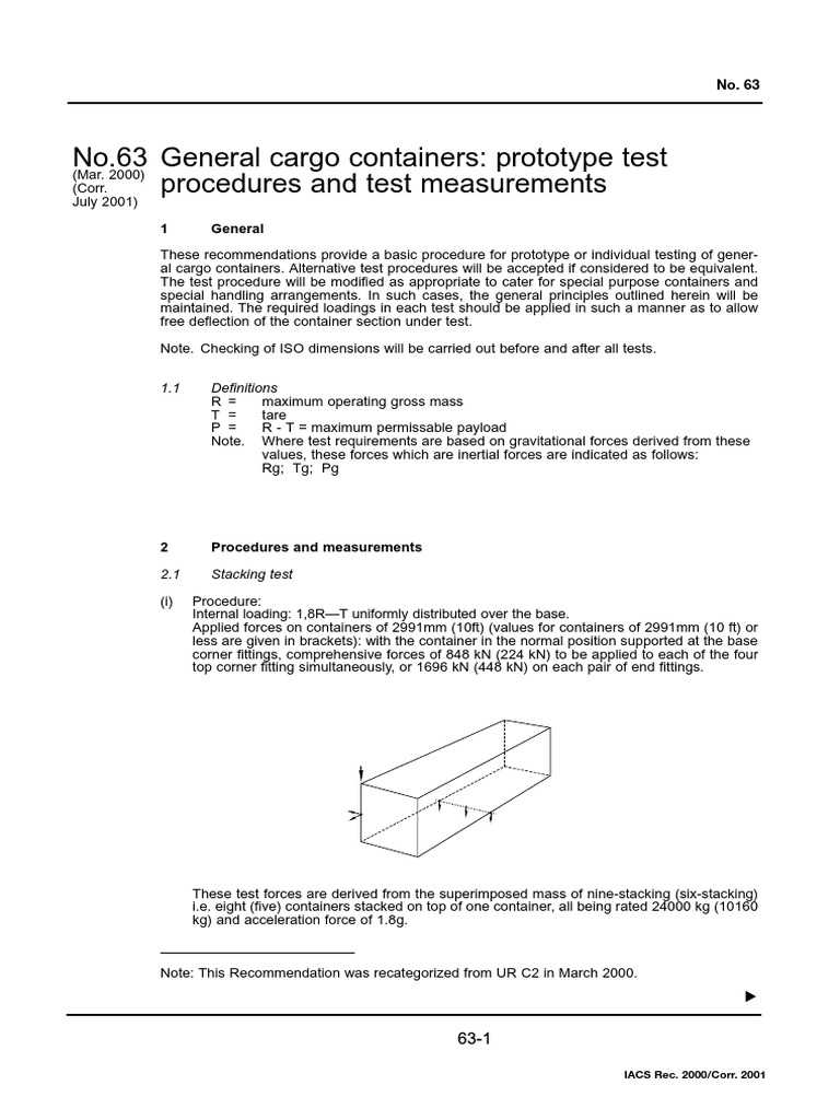 General Cargo Containers - Prototype Test Procedures and Test ...