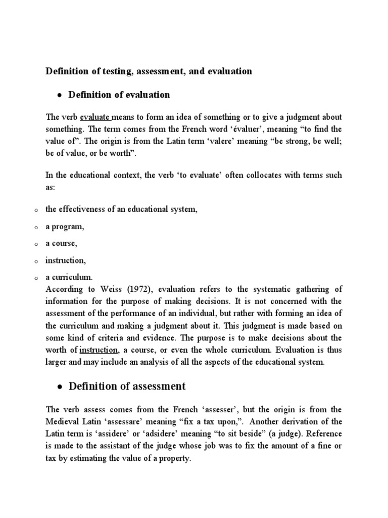 Definition of Testing | PDF | Educational Assessment | Evaluation