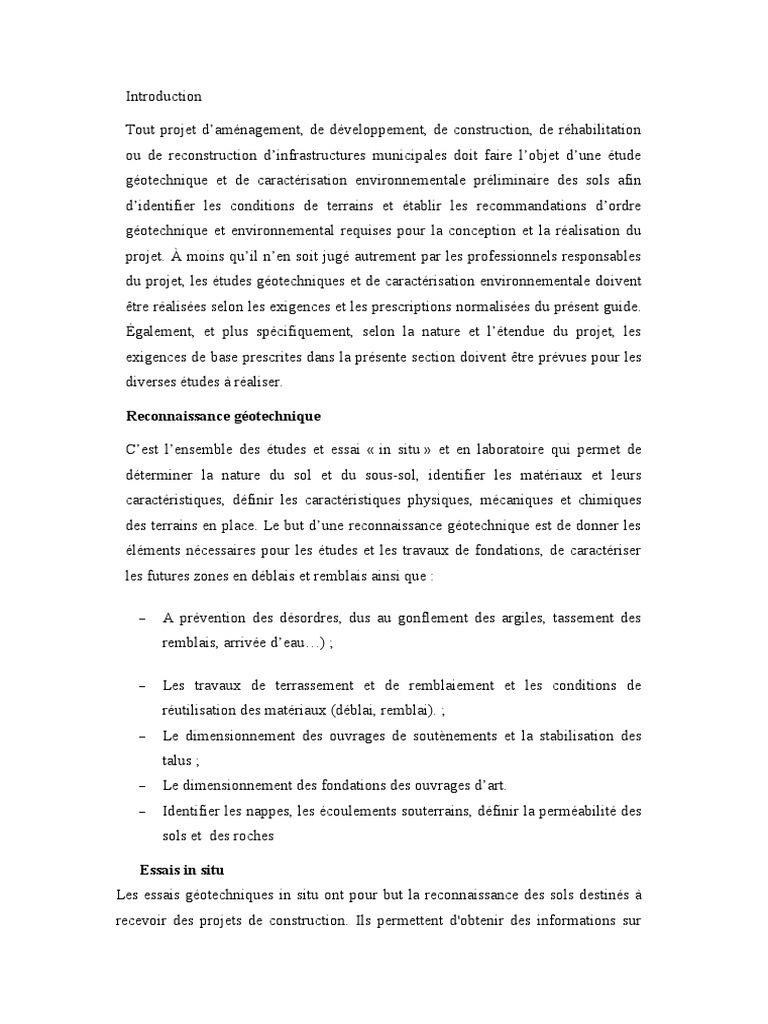 Essais in situ en géotechnique | PDF | Génie géotechnique | Sciences ...