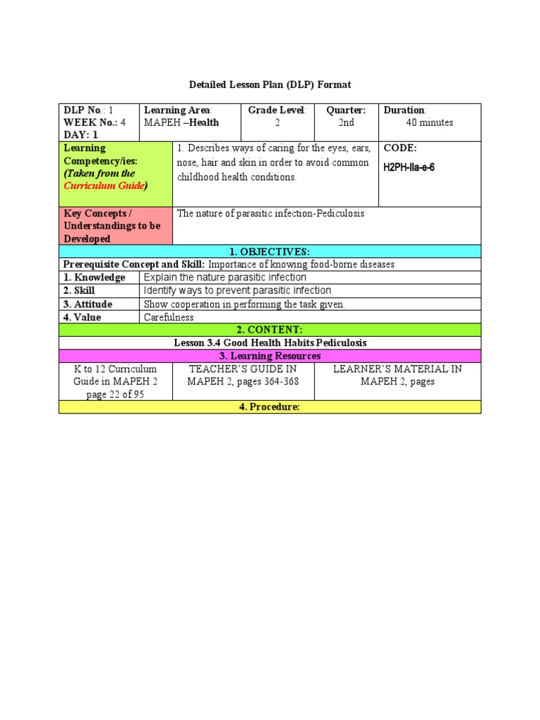 Prototype DLP in Health 2 2nd Quarter | PDF | Learning | Curriculum