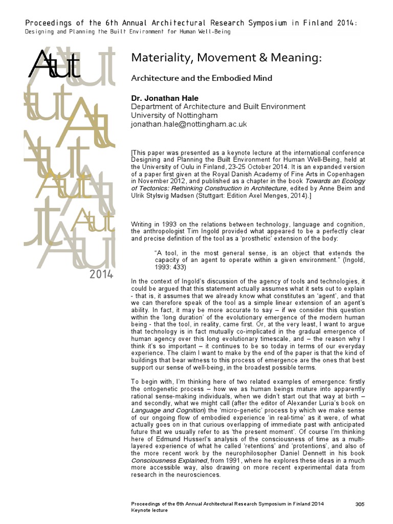 Materiality Movement and Meaning Archite | PDF | Perception | Experience