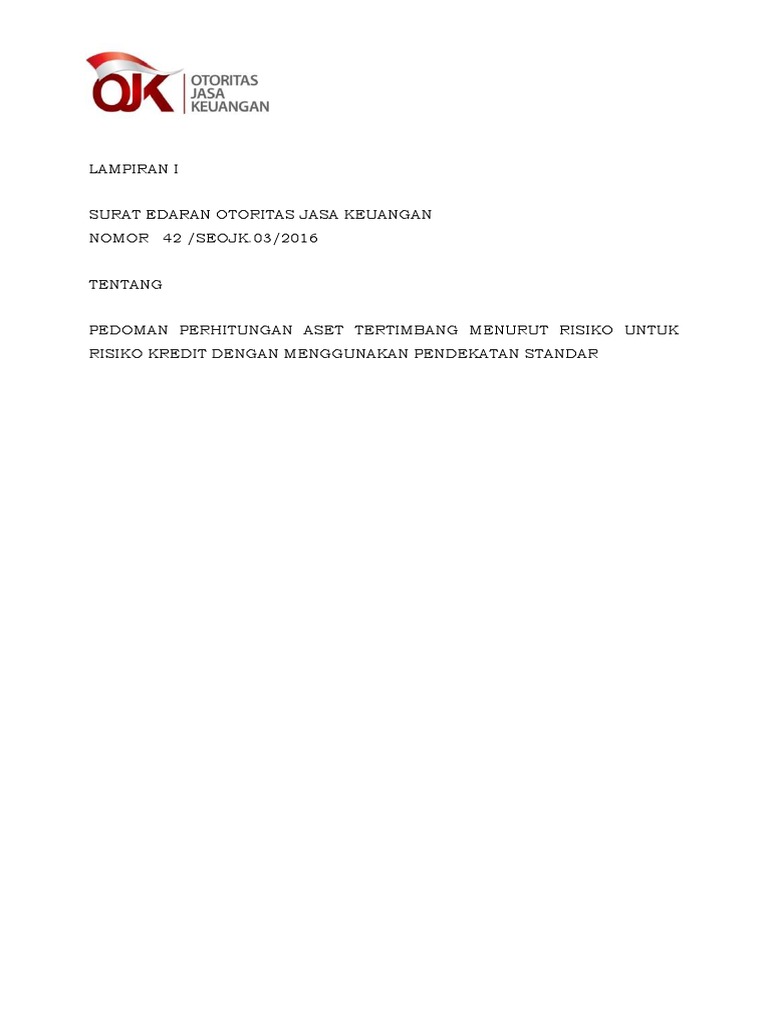 2016 - Se Ojk 42 - Lampiran I Atmr Final | PDF