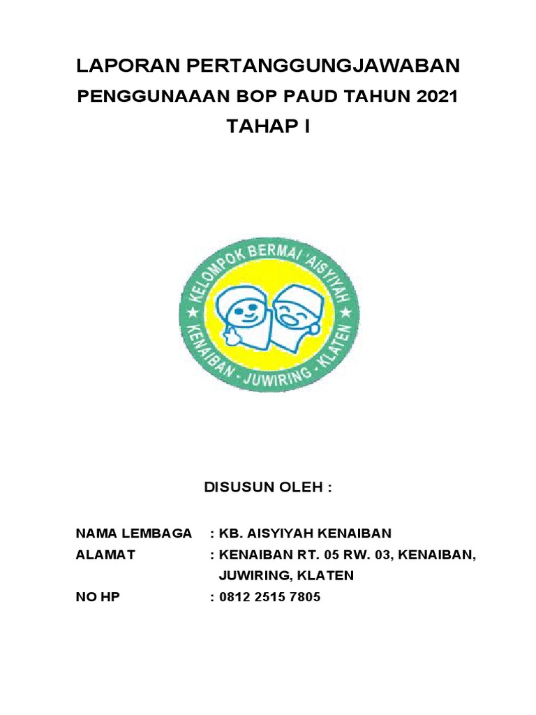 LPJ BOP 2021 Tahap 1 KB Aisyiyah Kenaiban | PDF