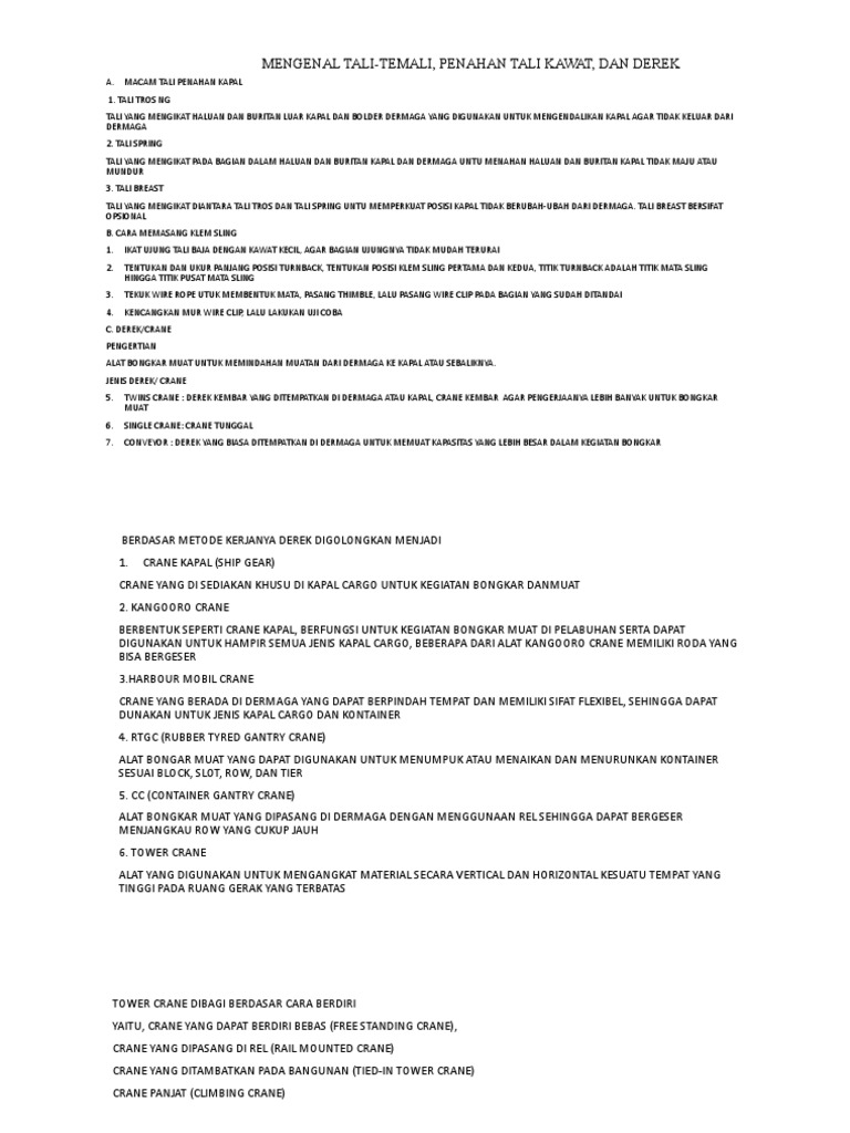 Mengenal Tali-Temali, Penahan Tali Kawat, Dan | PDF