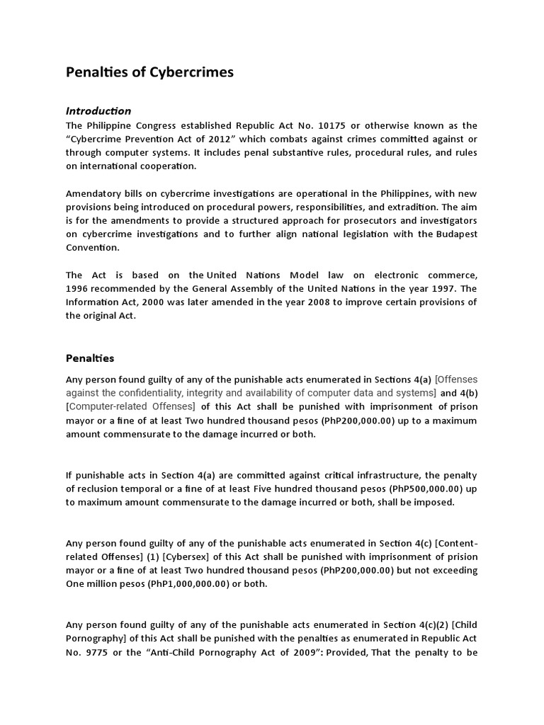 Penalties of Cybercrimes | PDF | Cybercrime | Applied Ethics