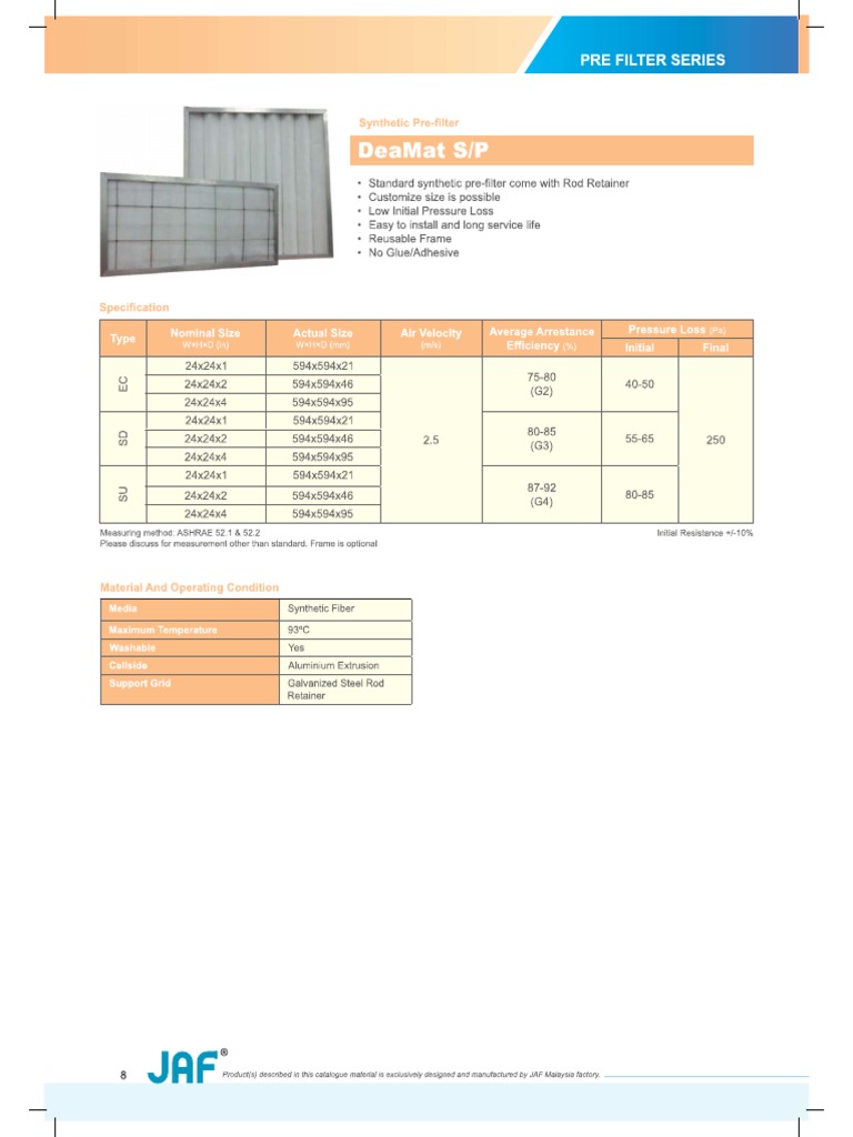 JAF Pre Filter - Deamat New | PDF