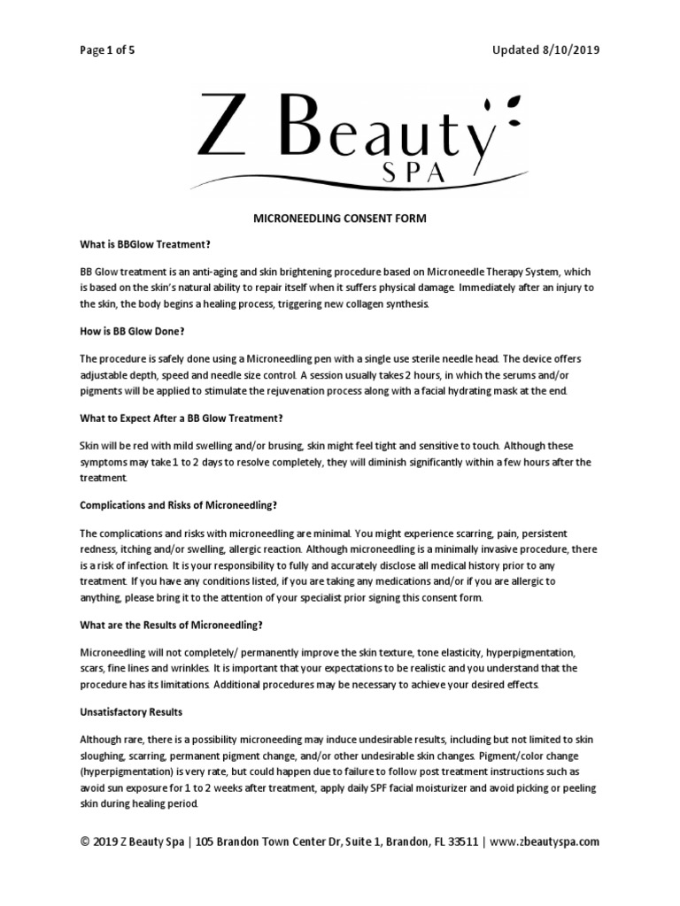 Microneedling Consent Aftercare Form | PDF | Sunscreen | Scar