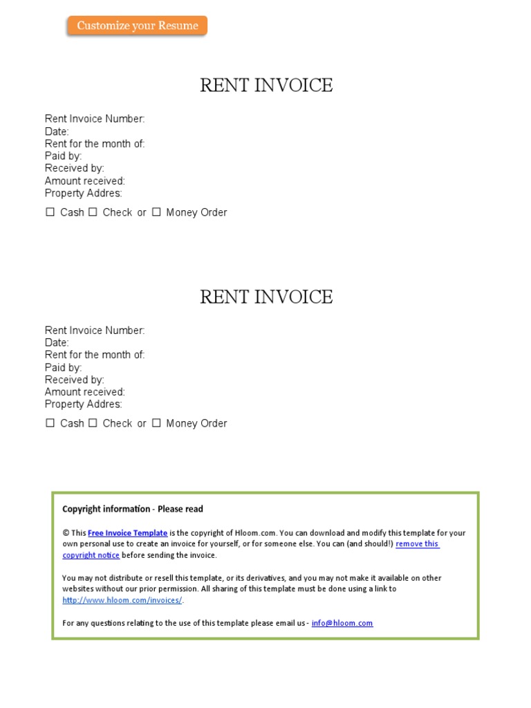 Simple Rent Invoice | PDF