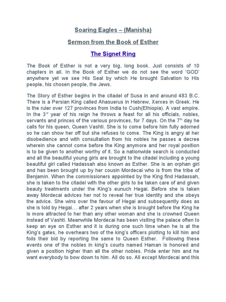 The Signet Ring | PDF | Book Of Esther | Hebrew Bible