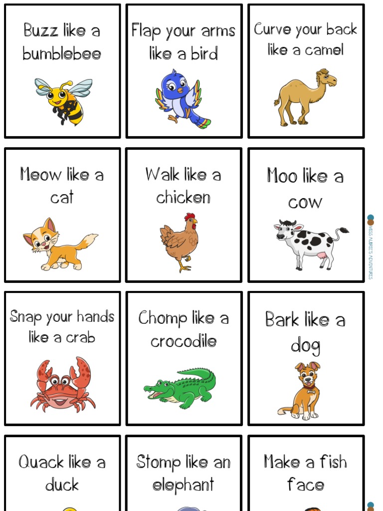 AnimalSoundMovementCards 1 | PDF