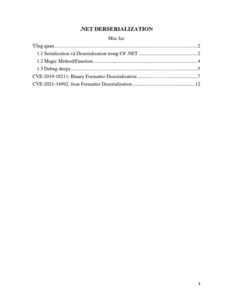 NET Deserialization NgoVanThang | PDF NET Deserialization NgoVanThang | PDF