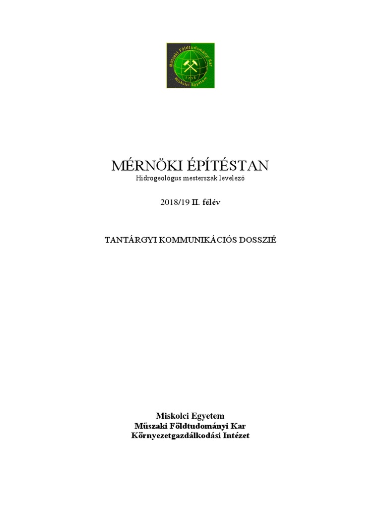 Mernoki Epitestan HidrogeolMernokMSc | PDF