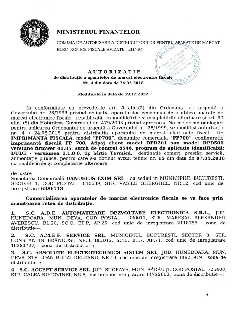 Autorizatie-Nr - 4-Modif - 19 12 2022 | PDF