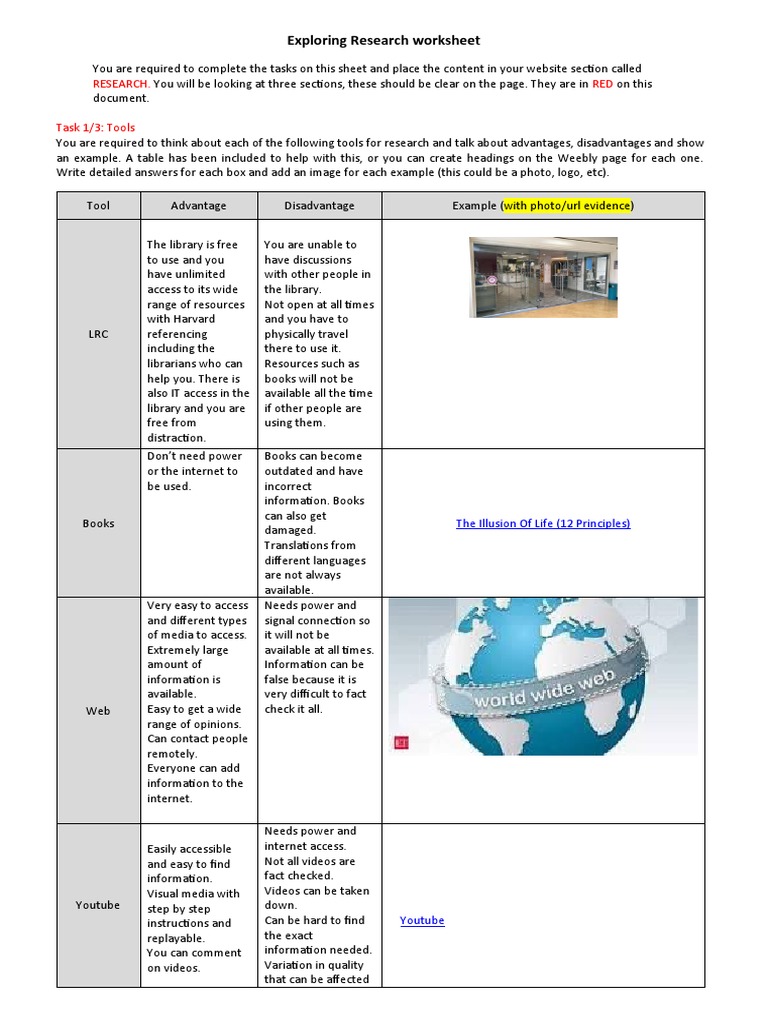 Exploring Research Worksheet | PDF | Internet | Information