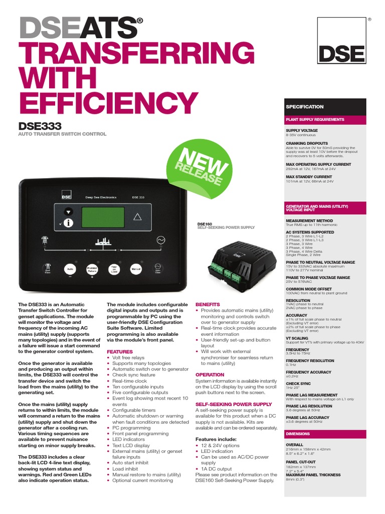Dse 333 Ats Uk Web | PDF | Mains Electricity | Power Supply