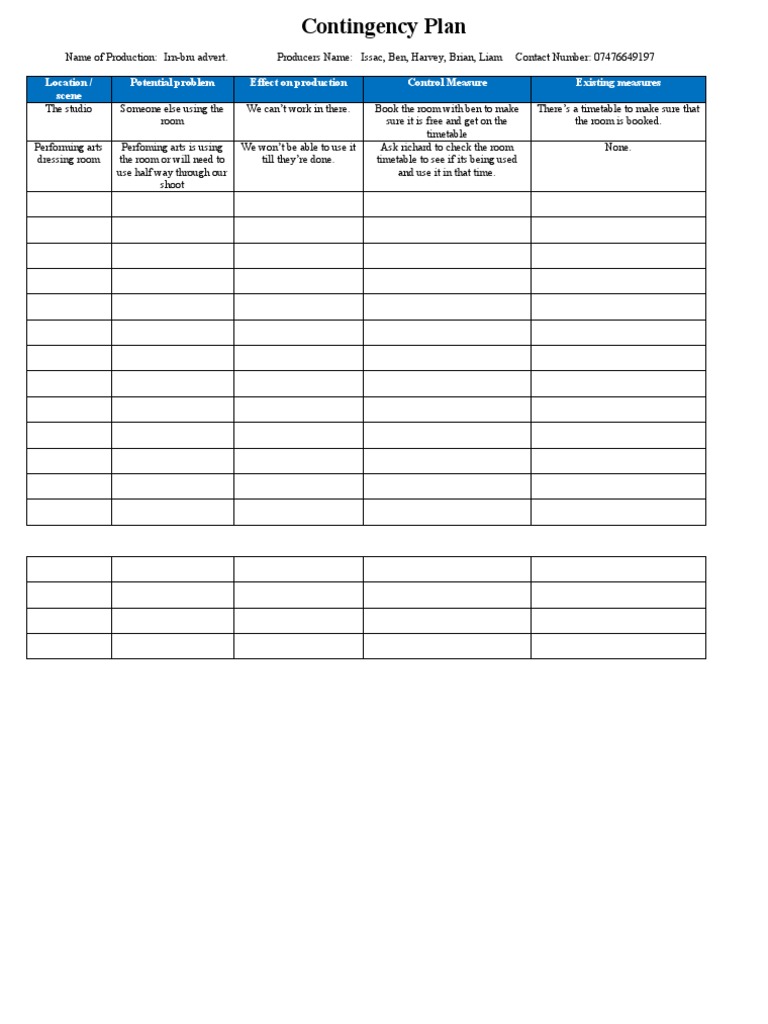 Contingency Plan 2 | PDF