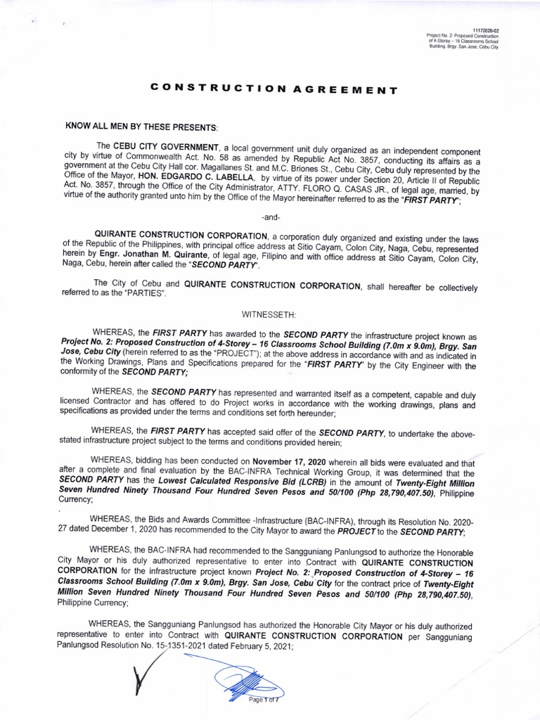 Construction Agreement | PDF | Specification (Technical Standard) | Economies