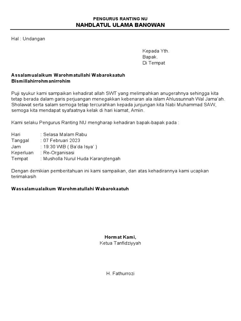 Pengurus Ranting Nu | PDF