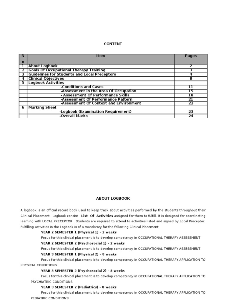 Logbook&Objectives Physical 1 (s3) | PDF | Perception | Occupational ...