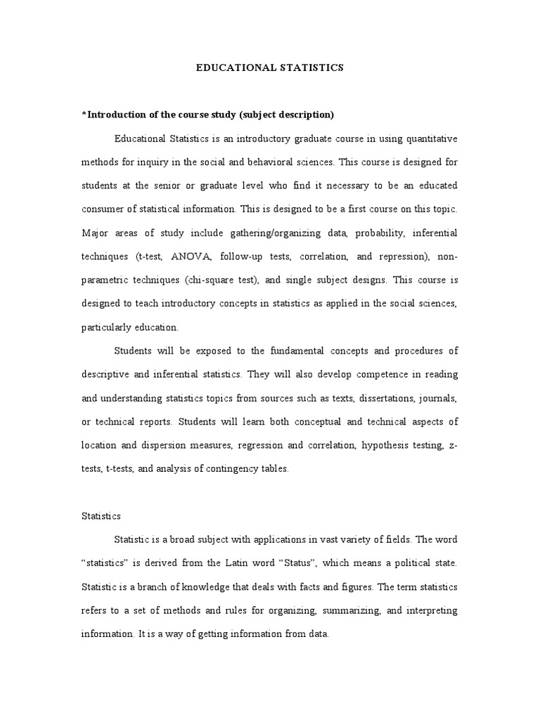 Educational Statistics | PDF | Statistics | Methodology