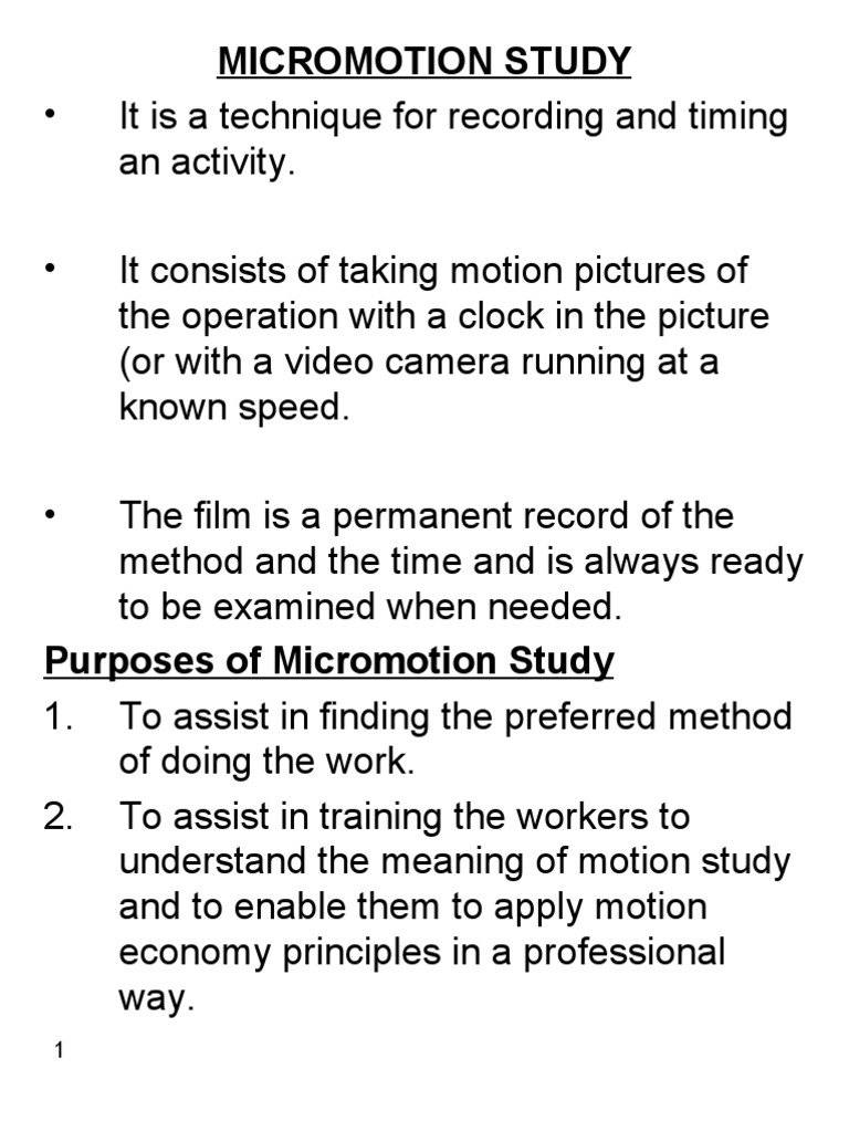 PPC Unit - II MICRO MOTION STUDY | PDF | Hand