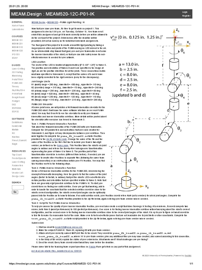 MEAM - Design - MEAM520-12C-P01-IK | PDF | Computer Engineering | Computing