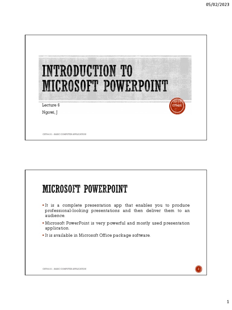 Lecture 6 - Introduction To Microsoft Powerpoint | PDF | Microsoft ...