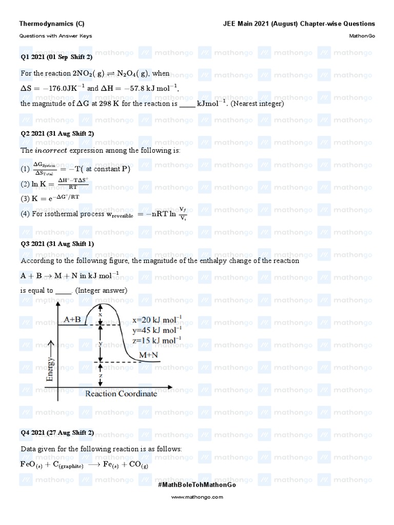 Thermodynamics C Jee Main 2021 August Chapter Wise Mathongo Pdf 0175