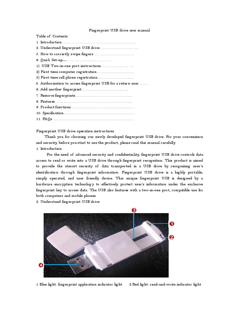 Fingerprint USB Drive User Manual 06-09-19 Bio Rec | PDF | Usb Flash ...
