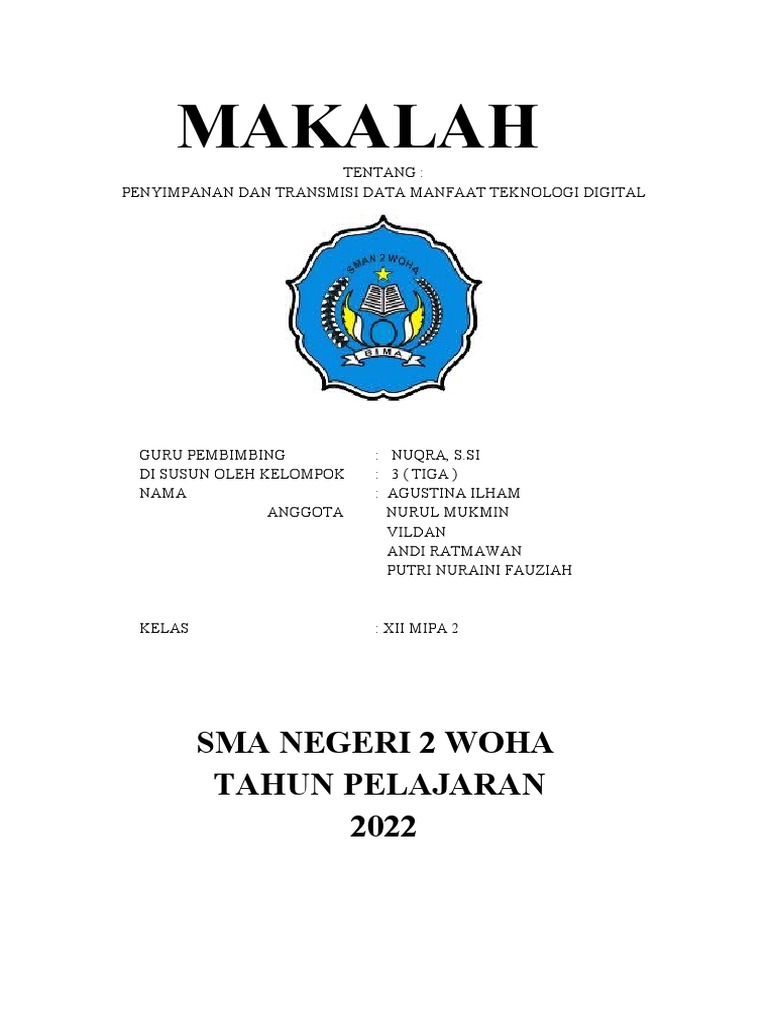Makalah Tentang Penyimpanan Dan Transmisi Data Teknologi Digital | PDF ...