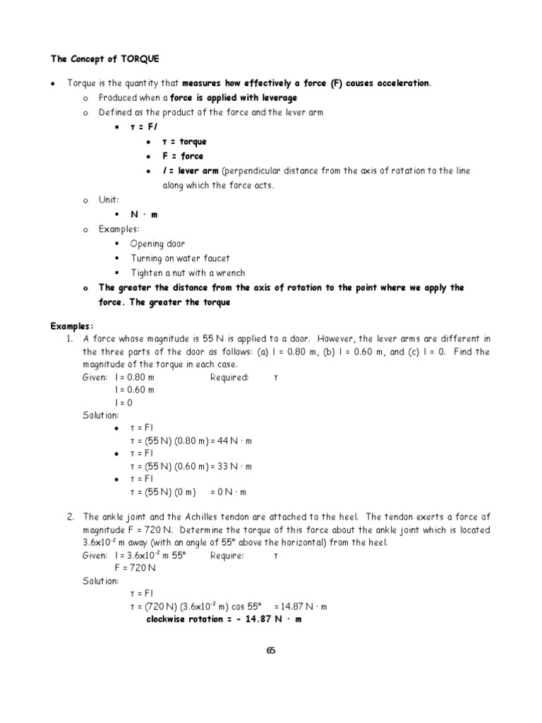 4 Torque Work Energy Power | PDF | Torque | Force