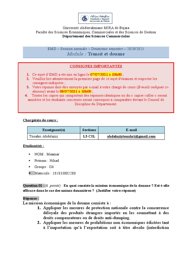 Cours sur le Transit et la Douane | PDF | Commerce | Transport
