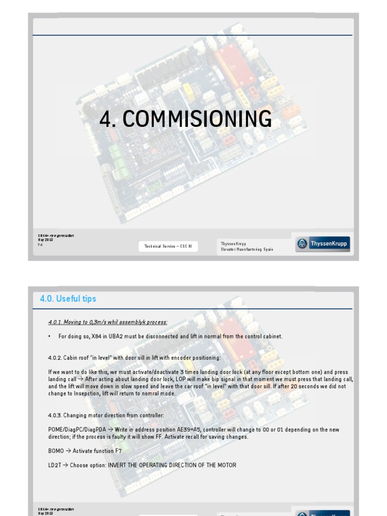 CMC4+ Only Commisioning | PDF | Elevator | Electricity