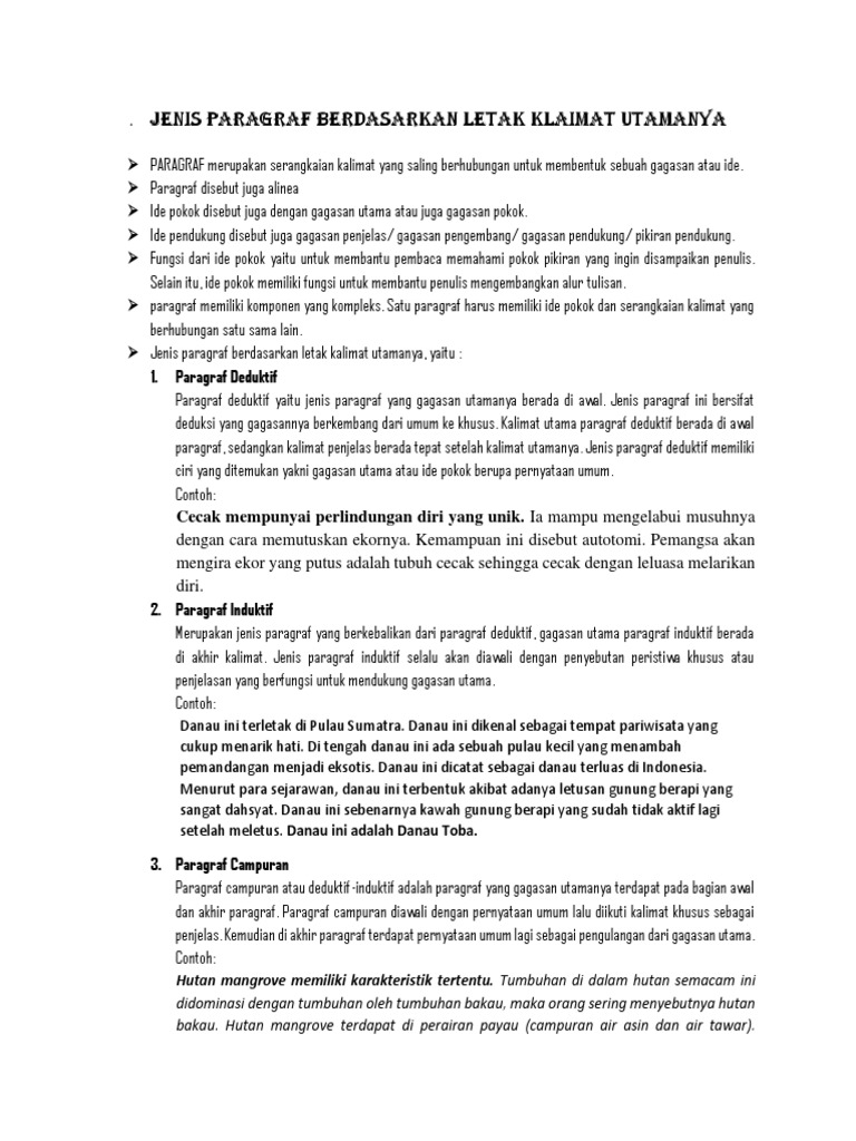 Jenis Paragraf Berdasarkan Kalimat Utama | PDF | Karier & Perkembangan