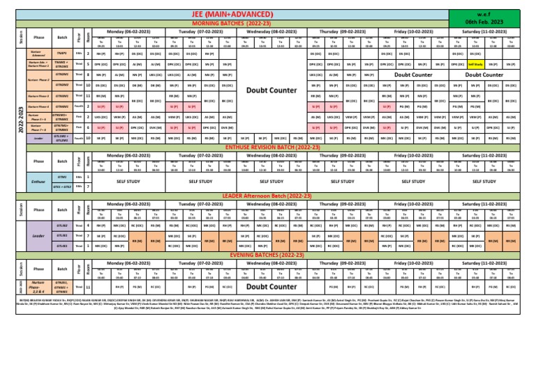 IIT-Time Table (06-02-2023 To 11-02-2023) | PDF