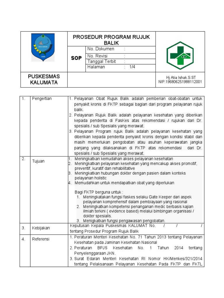 Prosedur Program Rujuk Balik | PDF