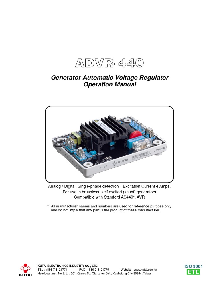 Automatic Voltage Regulator Operation Manual for AS440 Generator | PDF ...