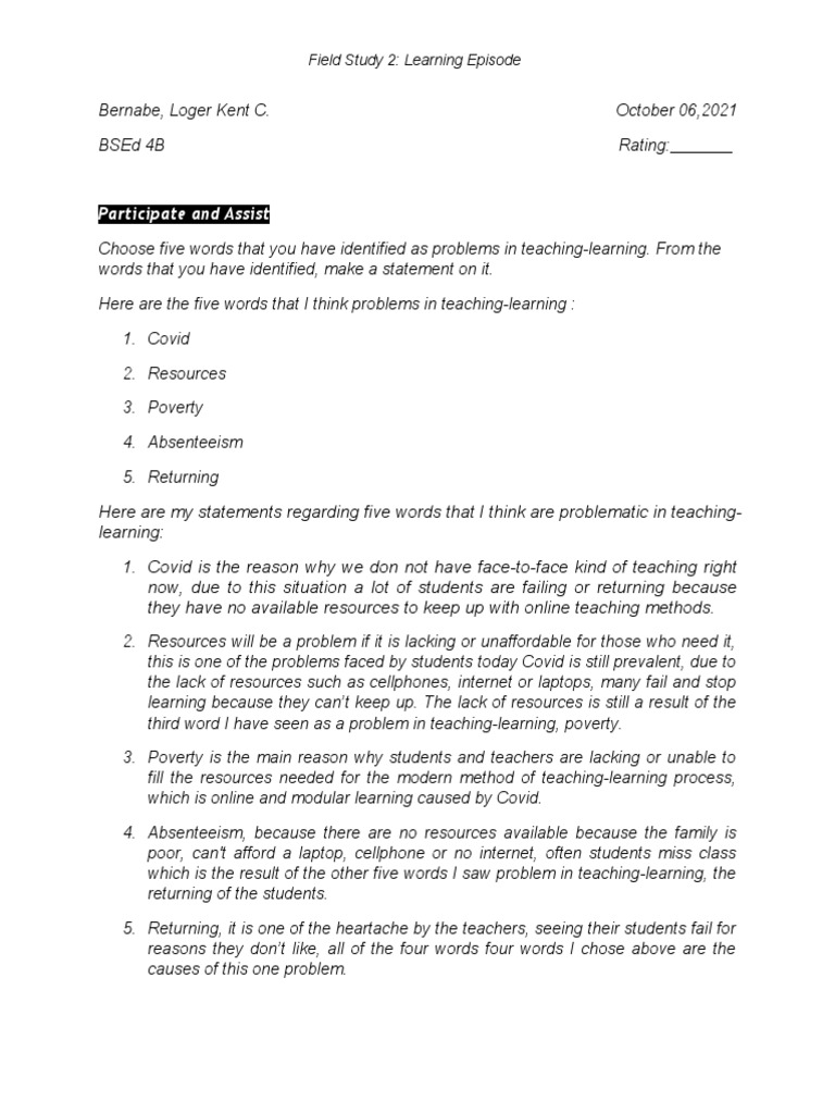 FS2 Ep4 | PDF | Teachers | Classroom